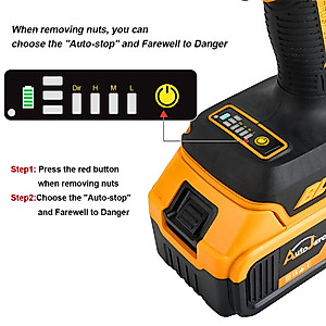 AUTOJARE Cordless Impact Wrench 1/2 inch 479 Ft-Lbs(650 N.m) Brushless Power Impact Wrenches 3 In 1 Electric Impact Wrench With 2 x 4.0A Battery, 6 Sockets, 5 Drill, 3 Screw, Fast Charger