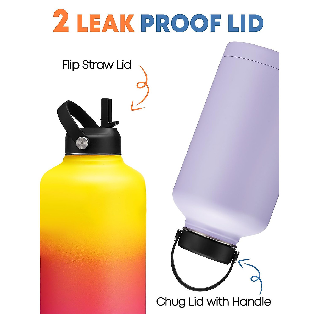 64 OZ Insulated Water Bottles with Straw - Waterbottle Carrier with Strap, Protective Boot & Paracord Handle, Stainless Steel Water Flask Canteen