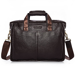 BOSTANTEN Leather Briefcase Handbag Messenger Business Bags for Men Brown