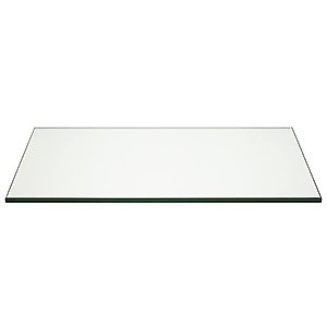 16" x 30" Rectangle Tempered Clear Glass Table Top - 3/8" Thick with Flat Polish Edge