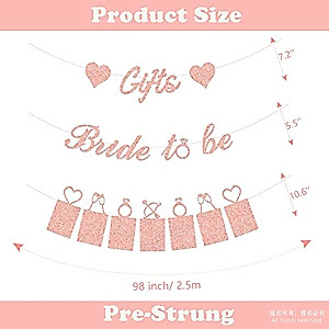 Concico Bridal Shower Decorations - Gifts Bride to be Banner and Photo Banner for Bridal Shower/Wedding/Engagement Party Kit Supplies Decorations decor(Rose Gold)
