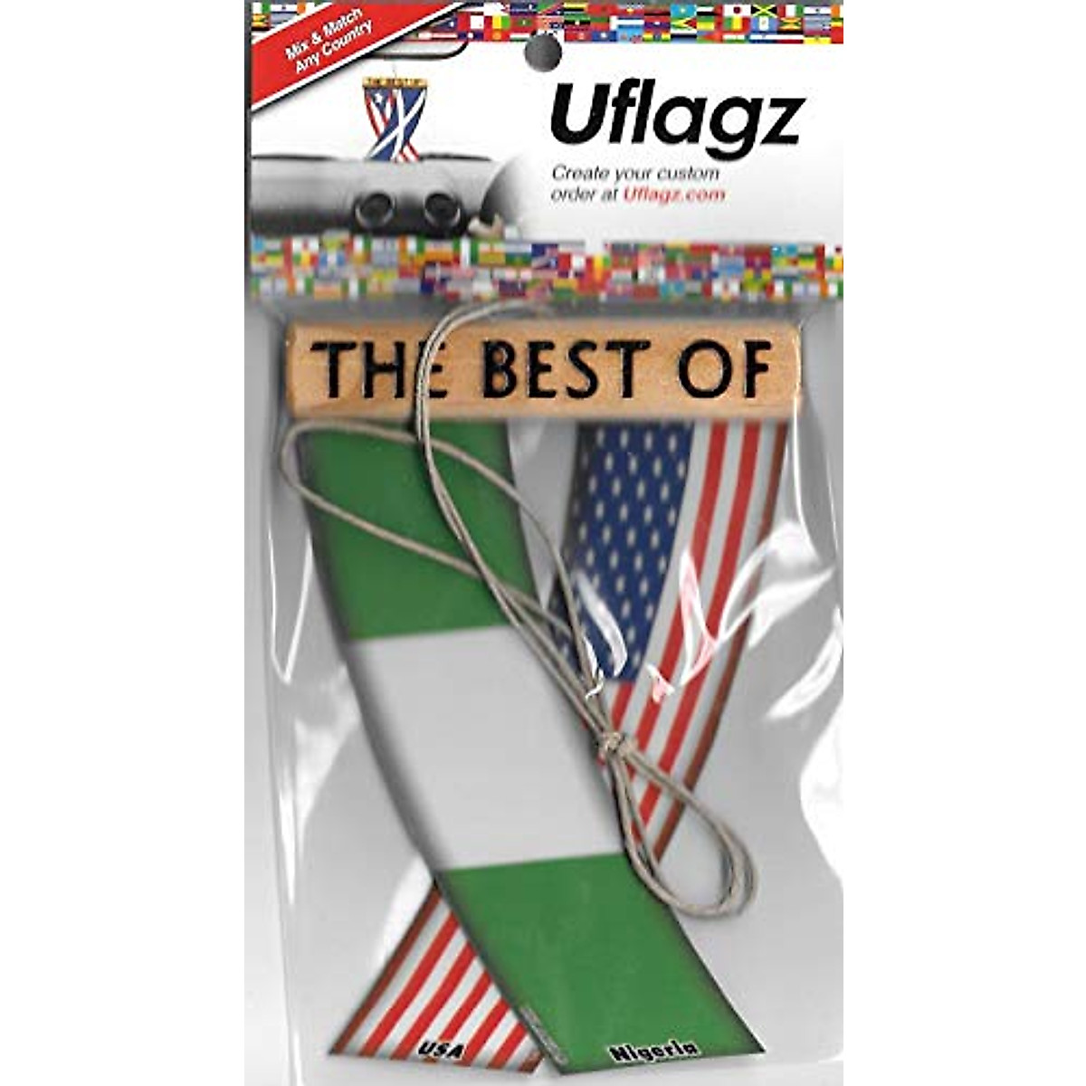 NIGERIA AND USA NIGERIAN AMERICAN WEST AFRICAN REARVIEW MIRROR MINI BANNER HANGING FLAGS FOR THE CAR UNITY FLAGZ™..