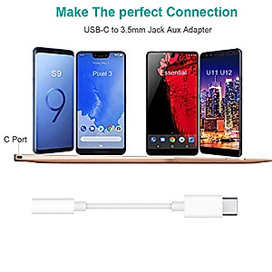 USB C to 3.5mm Headphone Jack Adapter Compatible with Pixel 6 5 4 3 2 XL, iPad Pro 2022 2021 2020 2018, Sony HTC Moto Samsung Galaxy S21 S20 Ultra S20+ Note 20 10 S10 S9 Plus and More