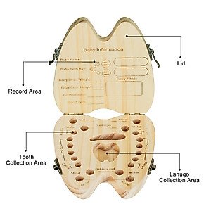 OYBUFSH Baby Teeth Keepsake Box Tooth Fairy Holder Wooden First Lost Deciduous Tooth Collection Organizer Storage for Kids Memory (Girl)