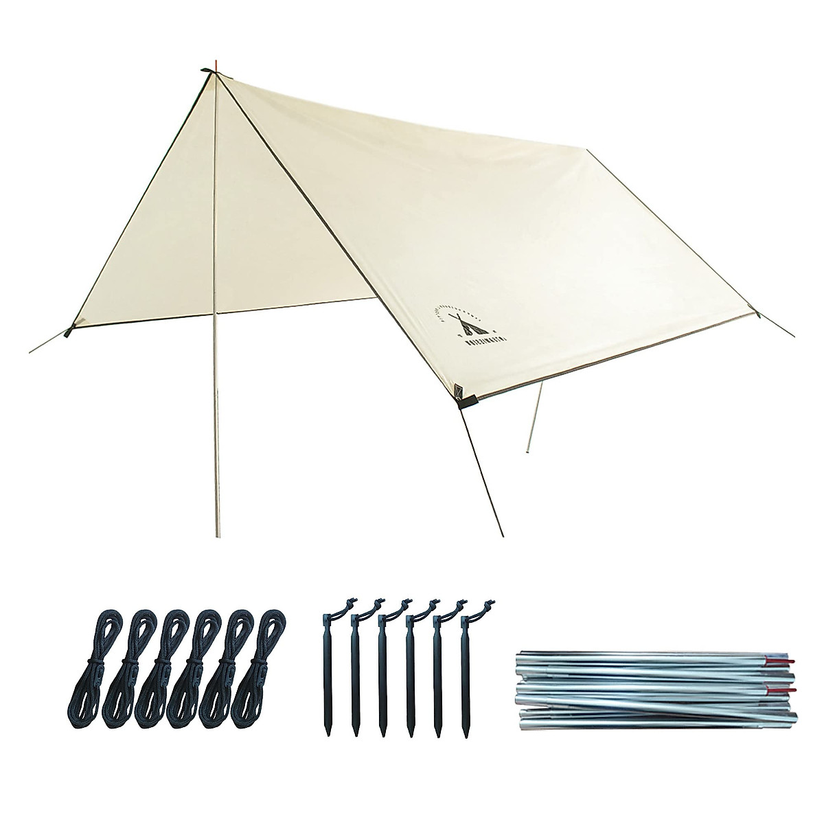 Intermission Camping Tarp and Pole Kit, 10 * 10ft, Waterproof, Lightweight for Camping,Camping tarp with Poles,Waterproof Camping tarp, Backpacking, Outdoor, Picnic, Sunshade,Ultralight Aluminum Pole