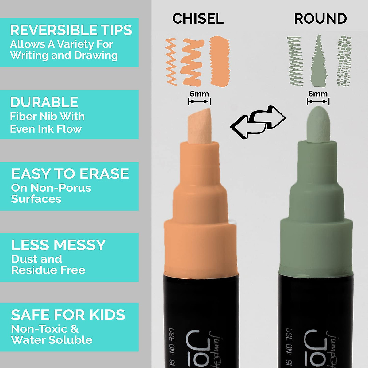 JumpOff Jo - 48 Pack of Liquid Chalk Markers – Reversible Chisel and Round Tip - Neon, Metallic, and White Included