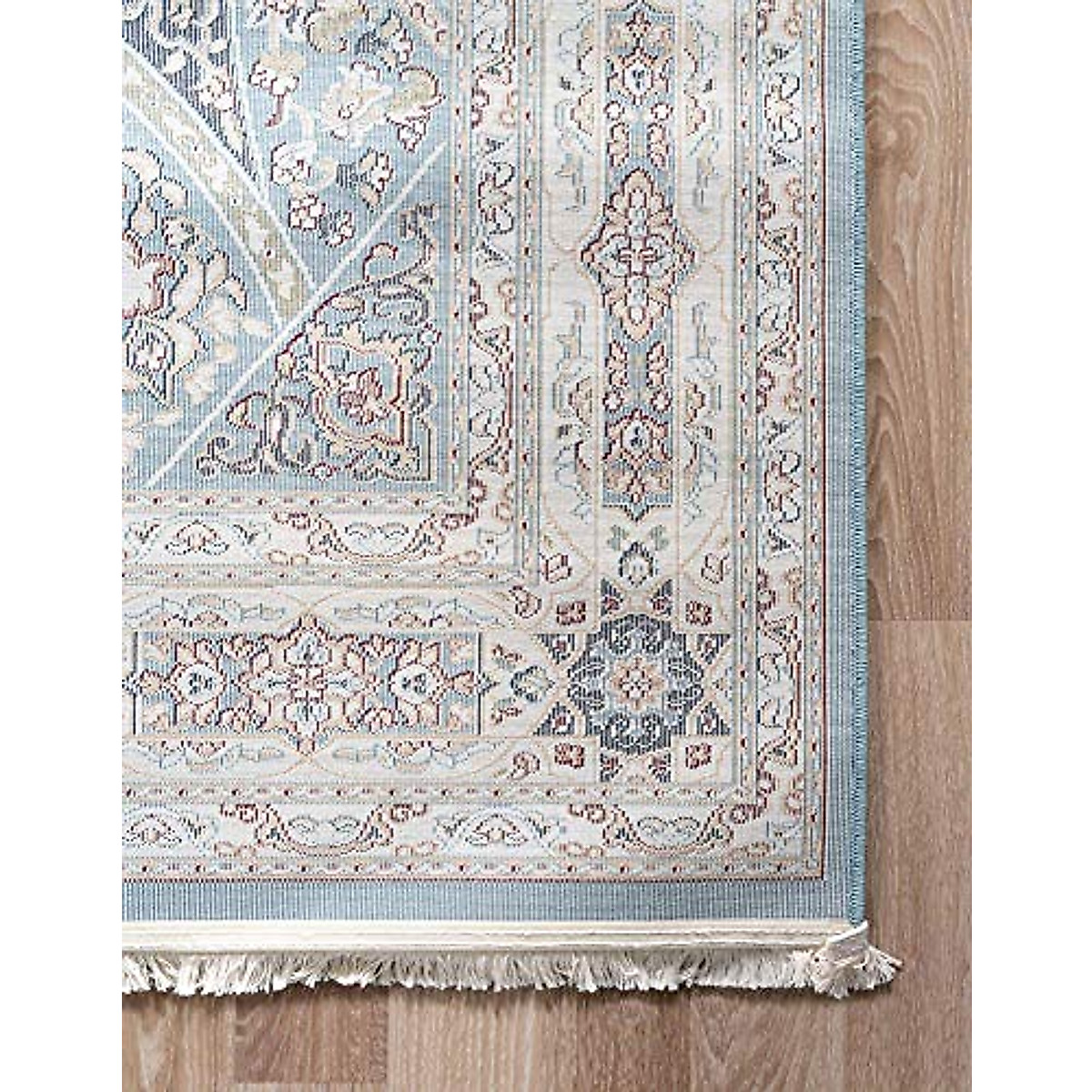 Unique Loom Narenj Collection Classic Traditional Textured Medallion Pattern Design Area Rug, 8 ft x 10 ft, Blue/Tan