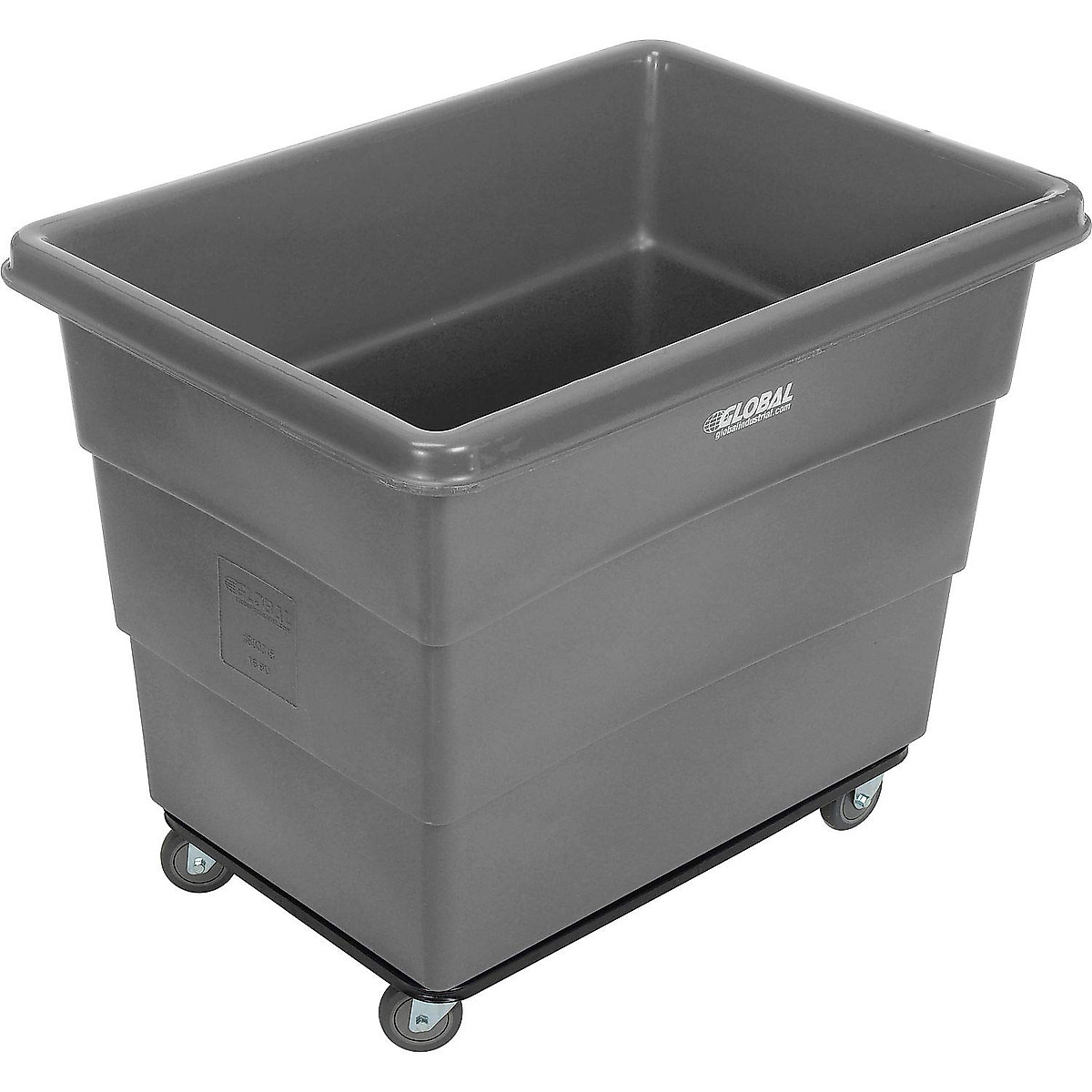 Global Industrial 16 Bushel Plastic Bulk Box Truck, Steel Chassis Base, Gray, 42-3/5"L x 30" W x 35-3/5"H