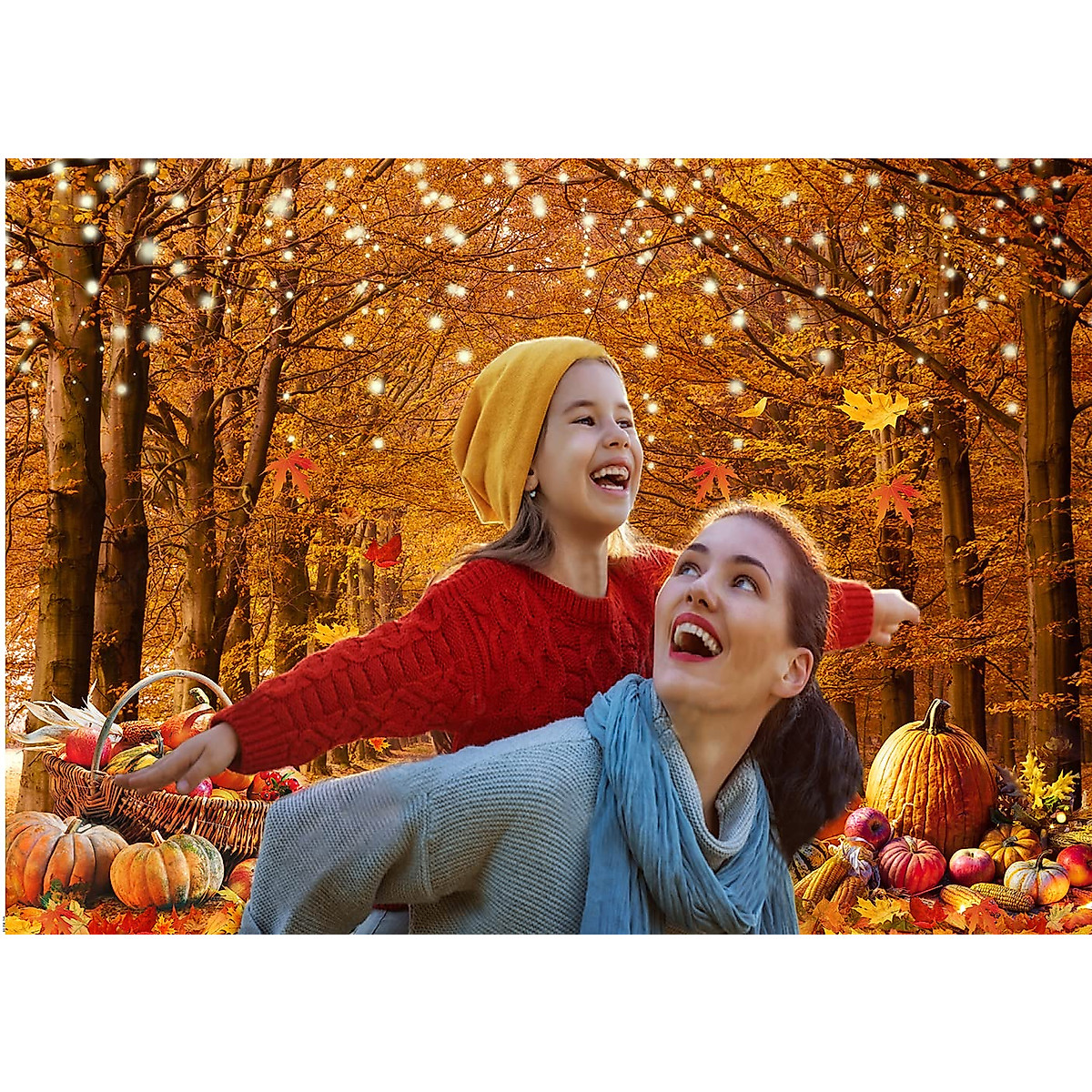 CHAIYA 10x8ft Autumn Maple Forest Photography Backdrop Autumn Harvest Backdrop Thanksgiving Background Pumpkin Decoration Party Backdrops Thanksgiving Backdrops Fall Photo Backdrops CY-238