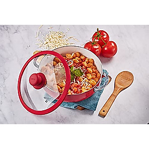 IMUSA USA 3.2Qt Red Ceramic Nonstick Caldero (Dutch Oven) with Silicone Rim & Glass Lid