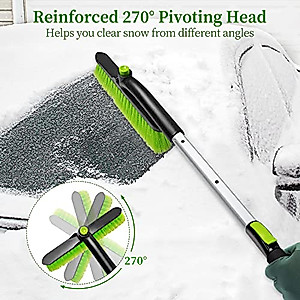 SEAAES 35 Inch Ice Scraper and Snow Brush for Car, Extendable Snow Scraper and Brush with Foam Grip for Windshield Window SUV Truck Vehicle