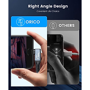 ORICO Cable Compatible with Thunderbolt 4 Right Angle 2.62FT, 40Gbps USB C to USB C Cable with 100W Charging/Display 8K@ 60Hz for MacBooks, iPad Pro, Thunderbolt 4/3 Hub and USB-C Device