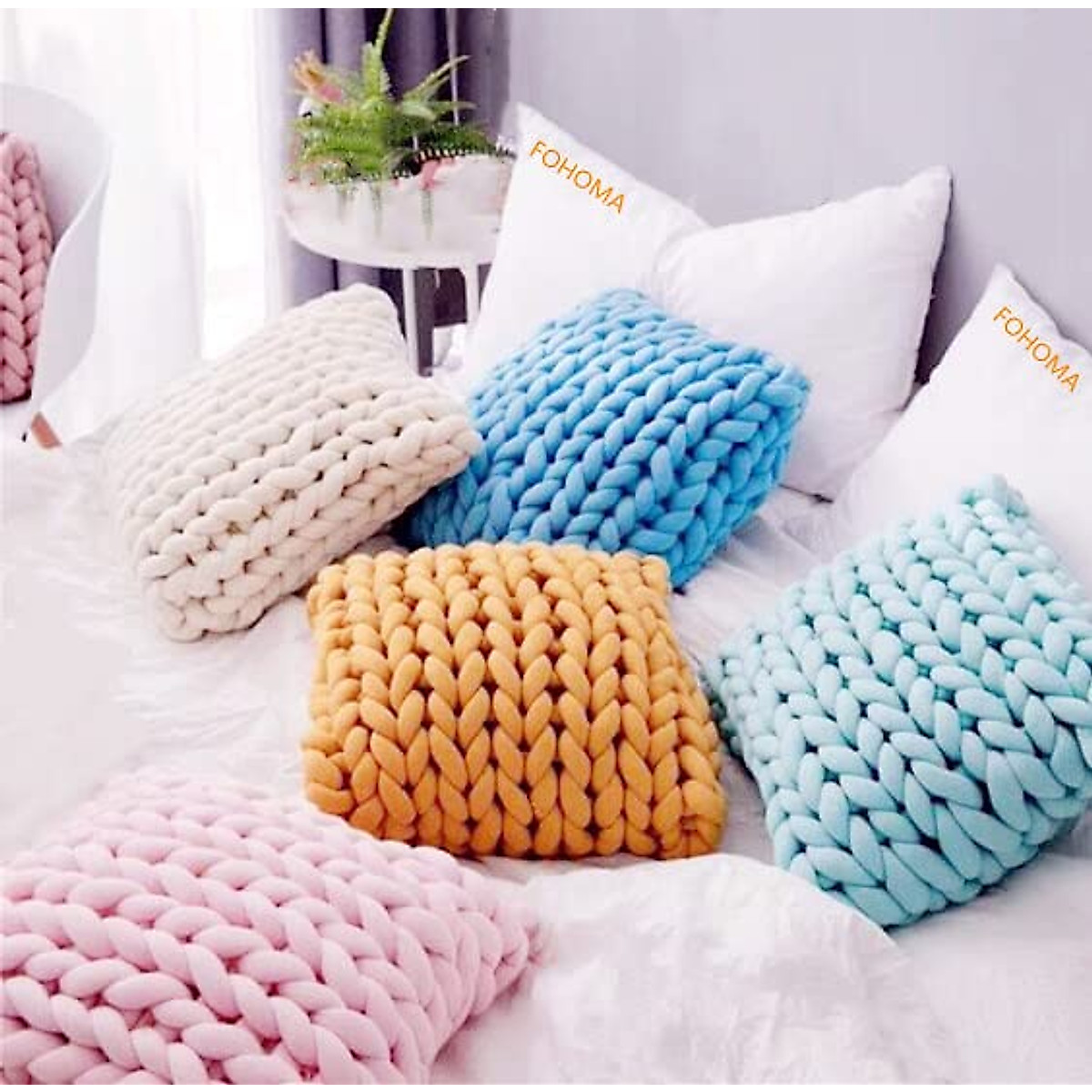 Chunky Yarn for Arm Knitting Blanket, 4.4lbs Black Big Roving 3cm Thick Velvet Bulky Chunky Braid Cotton Tube Yarn for Handmade DIY Throw Blanket Pet Bed,Machine Washable (70oz)