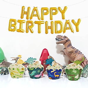 48Pcs Dinosaur Cupcake Toppers and Wrappers, Reversible Cupcake Liners with Dinosaur Picks - Cute Mini Cake Decorations for Baby Shower, Birthday Party - Jurassic World Theme Dino Party Supplies Decor