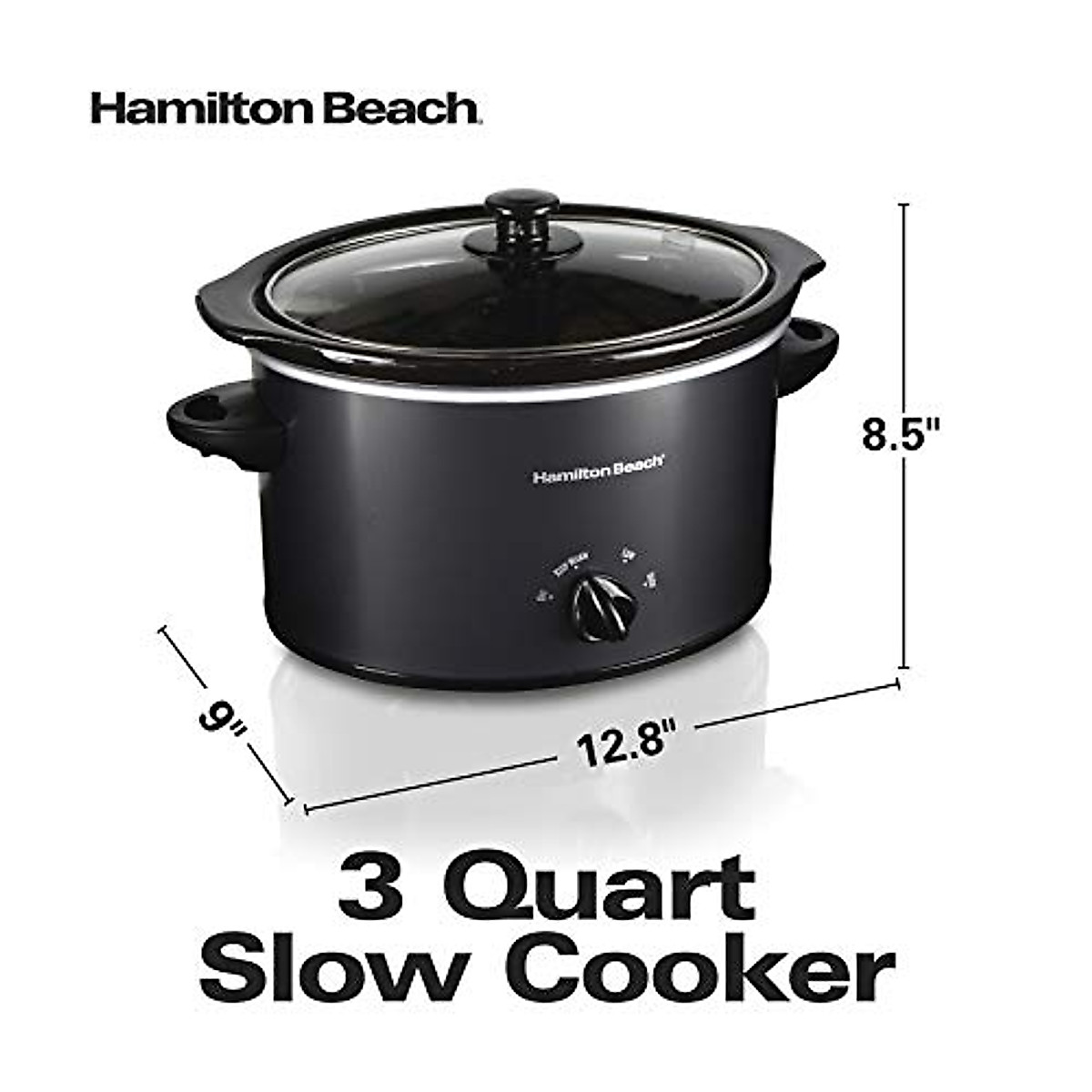 Hamilton Beach 3-Quart Slow Cooker With Dishwasher-Safe Crock & Lid, Matte Black (33231)