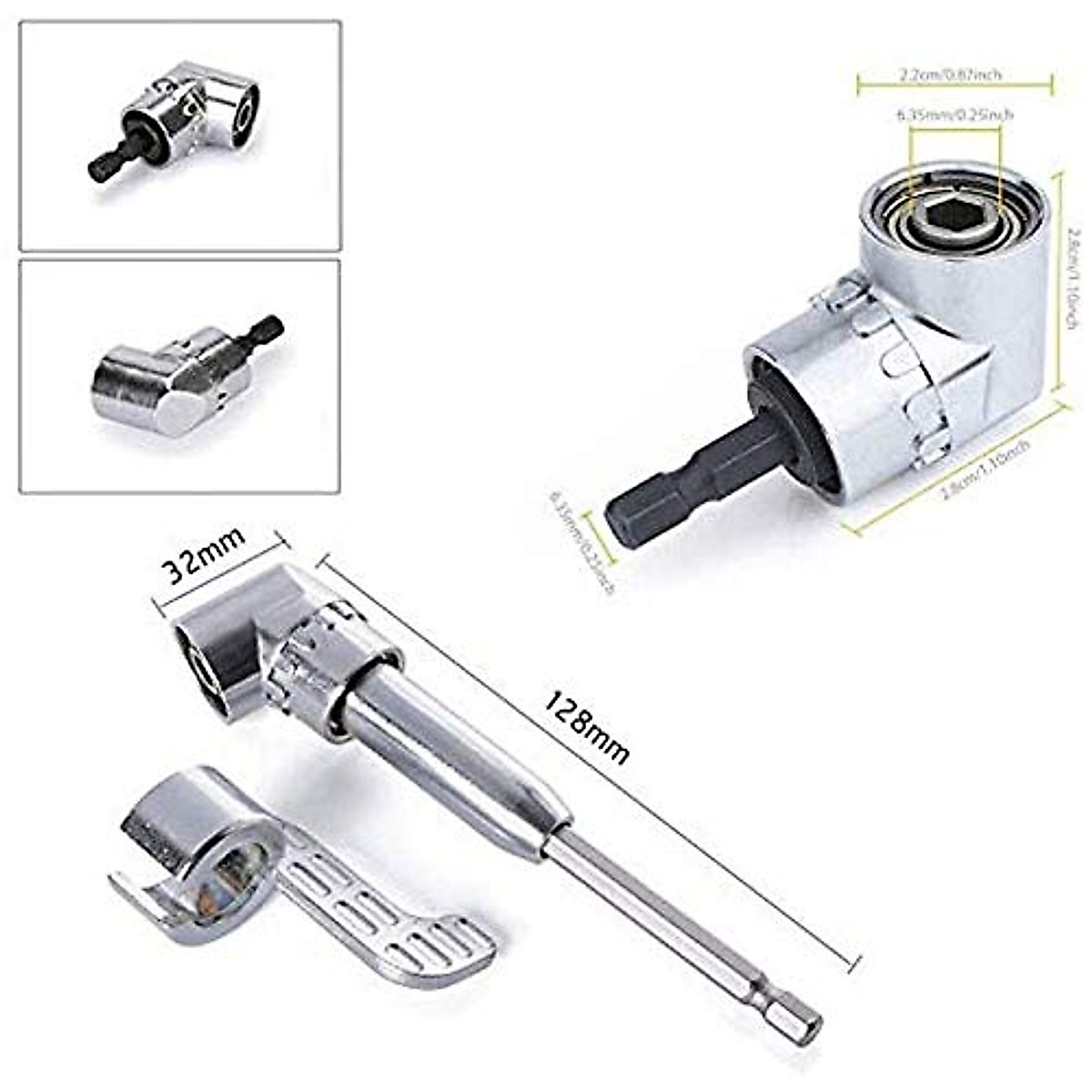 105 Degree Right Angle Driver Angle Extension Power Screwdriver Drill Attachment, 1/4 inch Hexagon Flexible Screwdriver Extension Soft Shaft Kit for Screwdriver &Drill