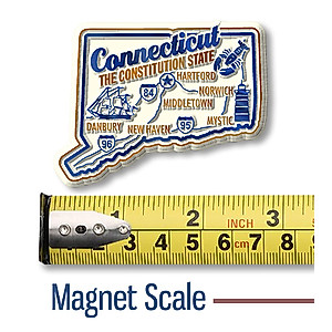 Connecticut Premium State Magnet by Classic Magnets, 2.6" x 2", Collectible Souvenirs Made in The USA