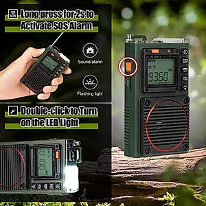 Retekess TR111 Shortwave Radio, Pocket Radio with Bluetooth, AM FM SW VHF WB Radio with APP Control, TF, Recording, Clock, Alarm, Sleep Timer, SOS, Flashlight