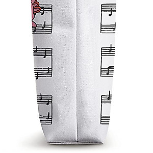 Cute Axolotl Plays With Music Notes On Music Sheet Tote Bag