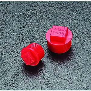 Caplugs 99394681 Plastic Threaded Plug for Pipe Fittings. P-88H, PE-HD, to Plug Thread Size 1 NPT", Red (Pack of 40)