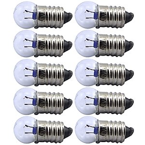 MEETOOT 10pcs E10 Mini Light Bulbs 2.5V 0.3A Physical Electrical Experiment Screw Base Indicator Light Incandescent Bulb Old-Fashioned Flashlight Lamp