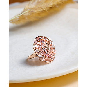 YoTreasure Pink Morganite Sapphire Rose Gold Plated Over 925 Sterling Silver Engagement Ring Jewelry
