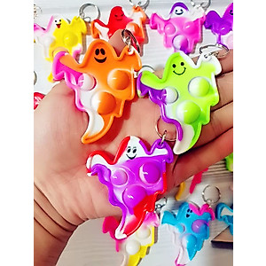 HOZKEAP 24 Packs Bulk Halloween ghost Fidget Bubble Mini Pop Keychain，Small Birthday Party Favors Supplies and Student Prizes