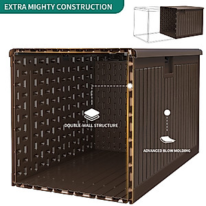 YITAHOME 260 Gallon Double-Wall Deck Box with Divider & Side Handles, Outdoor Large Storage for Patio Furniture Cushions, Garden Pool Accessories, Water Resistant & Lockable