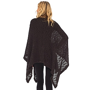 SHU-SHI Womens Cozy Knit Poncho Sweater Shawl Wrap Open Front Cape Lightweight Kimono
