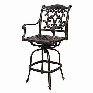 Cast Aluminum Powder Coated 5pc Outdoor Patio Bar Set with 42" Round Bar Table - Antique Bronze L8