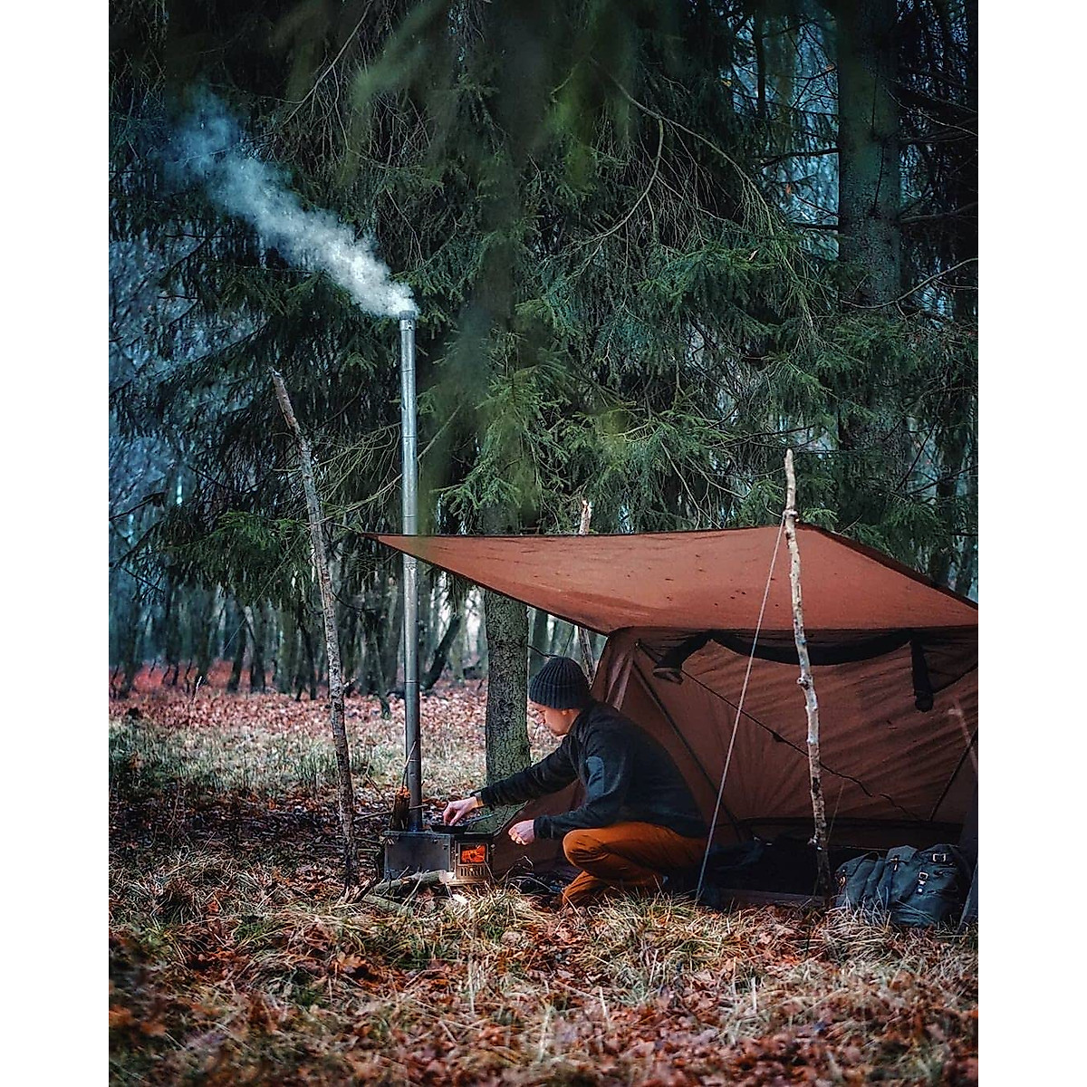 OneTigris Backwoods Bungalow Ultralight Bushcraft Shelter 2.0, Backpacking Tent with Canopy 2 Person Waterproof Ripstop