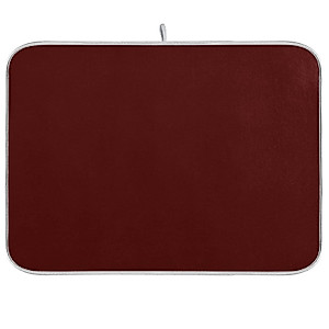 Burgundy Large Dish Drying Mat Xl for Dishes Kitchen Accessories Counter Microfiber Dish Drainer Pad Heat Resistant Mat Decor 18x24 Inch