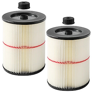 Gazeer 2 Pack Red Stripe Cartridge Filter Compatible with Craftsman 17816 9-17816 Wet Dry Vac fit 5 Gallon and Larger Vacuum Cleaner 17816 filter for craftsman shop vac