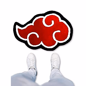 Red Cloud Modern Fluffy Rug - Non Slip Ultra Soft Tufted Anime Room Decor Polyester Nursery Rug, Rugs for Bedroom, Decorative Indoor and Outdoor Rug, Living Room Red Black Carpet, 58x84cm