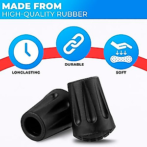6Pcs Hiking Walking Stick Tips - Rubber Tips for Hiking Poles Hiking Accessories Collapsible Walking Stick Tips Rubber Tips for Canes - Hiking Pole Tips Rubber Tips for Walkers