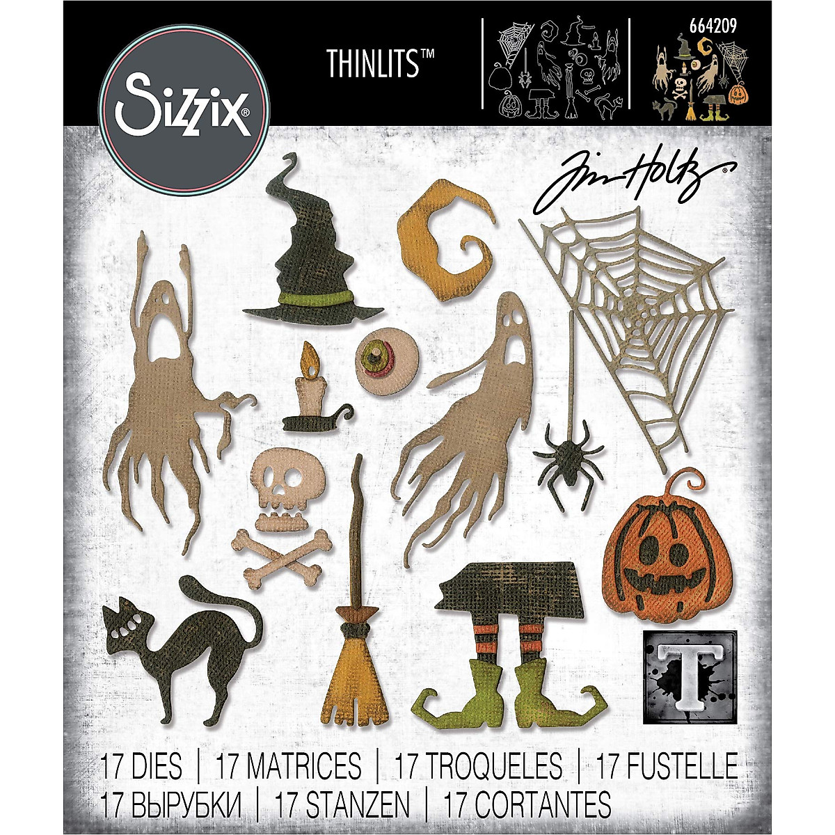 Sizzix Frightful Things Thinlits Die Set Tim Holtz, 17 Pack