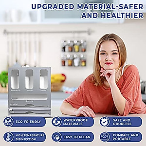 Acrylic Ziplock Bag Storage Organizer For Kitchen Organization Compatible with Gallon, Quart, Sandwich & Snack Variety Bags with Plastic Wrap, Aluminum Foil Dispenser & Cutters with Labels 6 IN 1