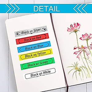 6 Pack Compatible with Brother P Touch 12mm 0.47 Inch Laminated TZ Label Maker Tape TZe TZ Label Tape for Brother Ptouch PT-D220 PT-D210 PT-H110 PT-D410 D600, White/Silver/Red/Blue/Yellow/Green