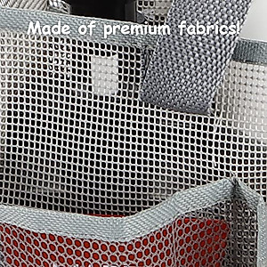 Qimodo Mesh Shower Caddy Tote with V-separated Compartment,Heavy Duty Toiletry Bath Basket Bag for Dorm College Gym Camping (Grey)