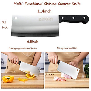 Kitory Cleaver Knife - German Steel Chopper Slicer - Super Sharp Full Tang Chinese Chef's Knife, Kitchen 2023 Gifts For Women and Men