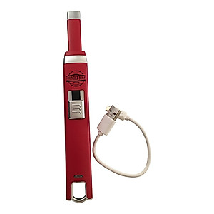 Thunder Bolt Pro Electronic USB Lighter Rechargeable, Double Arc Spark Safe to Use on Gas BBQs, BBQ Firelighters, Gas Stove, Candles, Camping Fires, Paper, 100s of Times w/o Charge, Guaranteed (Red)