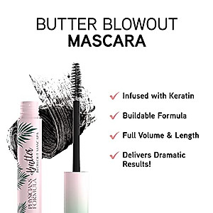 Physicians Formula Butter Blowout Mascara Black, Keratin Infused, Volumizing Mascara, Buildable, Lengthening Mascara, Defining, Curling, Multiplying, Blackest Black