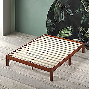 ZINUS Wen Wood Platform Bed Frame / Solid Wood Foundation / Wood Slat Support / No Box Spring Needed / Easy Assembly, King, Cherry