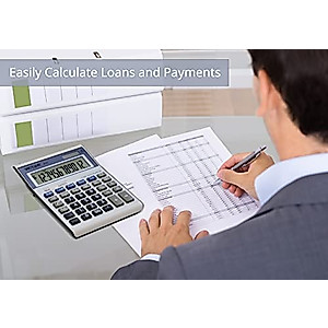 Victor 6500 12-Digit Desktop Financial Calculator, Loan & Mortgage Payments and Interest Calculator for Real Estate, Cars, Boats, and Homes. Battery and Solar Hybrid Powered LCD Display, White