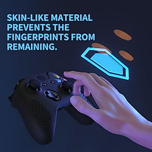 eXtremeRate Soft Anti-Slip Silicone Controller Cover Skins Thumb Grips Caps Protective Case for Xbox One X S Controller - Black