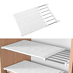 DOITOOL Expandable Closet Tension Shelf Storage Rack Adjustable Metal Storage Rack Cabinet Organizer DIY Divider Separator for Cabinet Wardrobe Cupboard Kitchen Bathroom, 13-20.86 inches