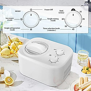 Antarctic Star Electric Ice Cream Maker with Compressor, Homemade Ice Cream Maker for Kids, 1L, 3 Modes for Gelato, Frozen Yogurt, Sorbet, 1h Time Setting, White…