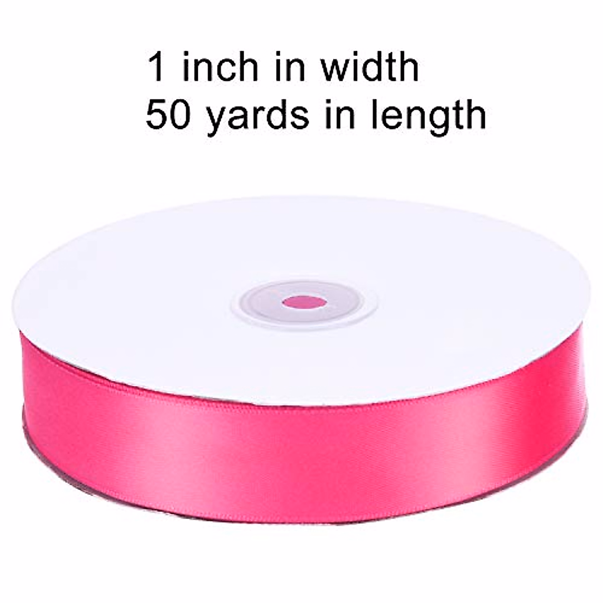 Livder Double Face Satin Ribbon Roll, 1 inch Wide 50 Yard Length (Hot Pink)