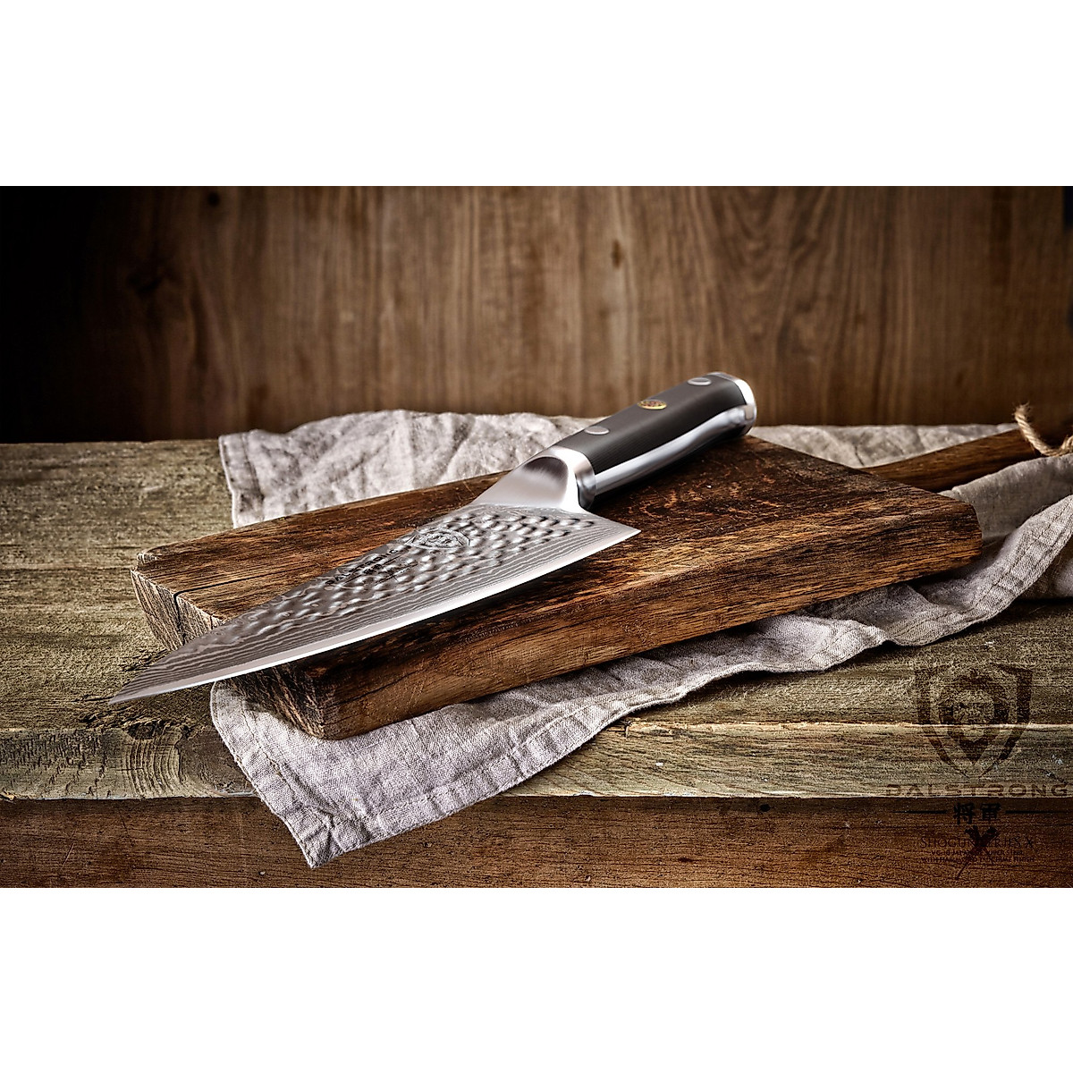 Dalstrong Chef Knife - 6 inch Blade - Shogun Series ELITE - Damascus - Japanese AUS-10V Super Steel - G10 Black Handle - Razor Sharp Kitchen Knife - Hammered Finish Chef's Knife - Sheath