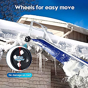Snow Roof Rake 20FT, Roof Rake Snow Removal with 7 Section Pole, Snow Rake Aluminum Frame Head Nylon Slide Roof Rakes for Snow 3-inch Wheels, Suitable for House & Vehicle, Garage, Durable & Light